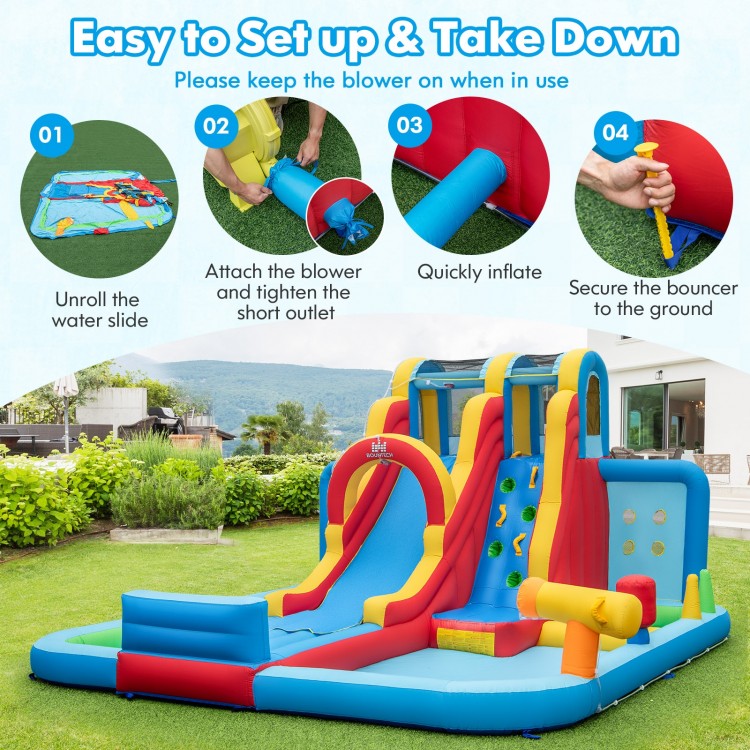 Inflatable Water Slide Water Park with Long Slide and Splash Pools and ...