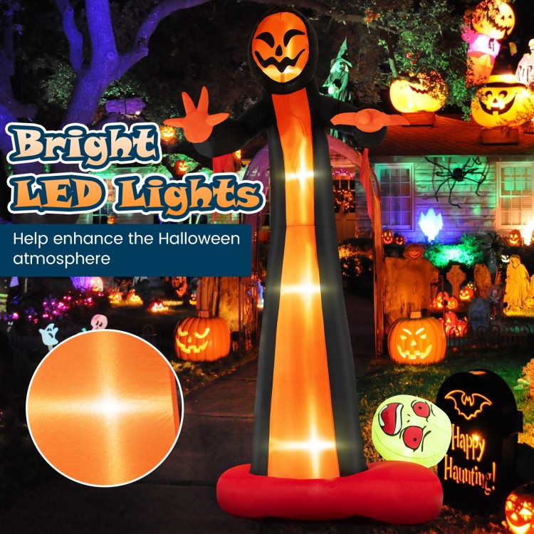 12 Feet Inflatable Grim Reaper Ghost with Built-in LED Lights and Scary ...