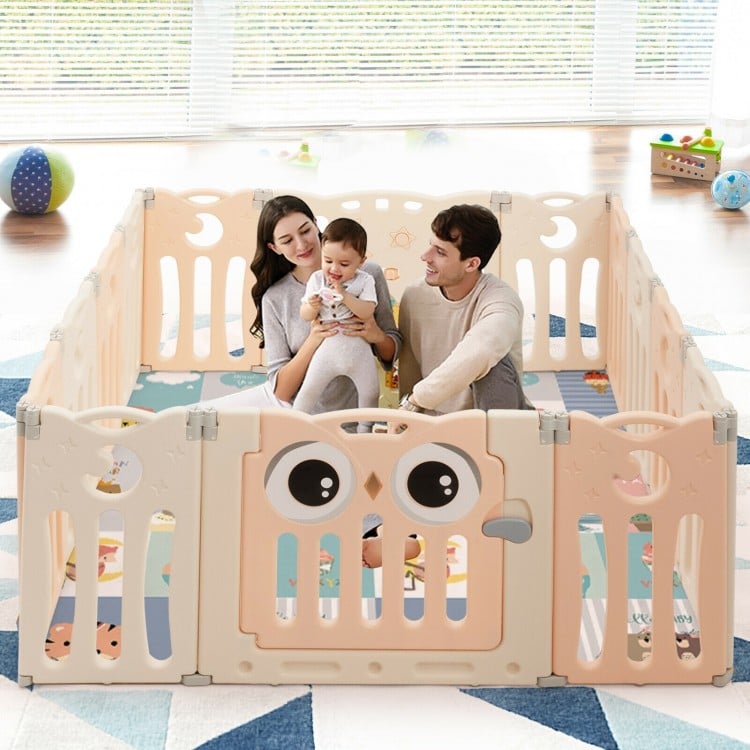14-Panel Baby Playpen Kids Activity Center Foldable Play Yard with Lock ...