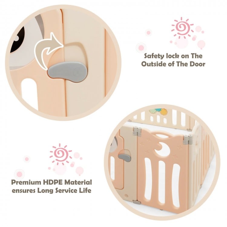 14-Panel Baby Playpen Kids Activity Center Foldable Play Yard with Lock ...