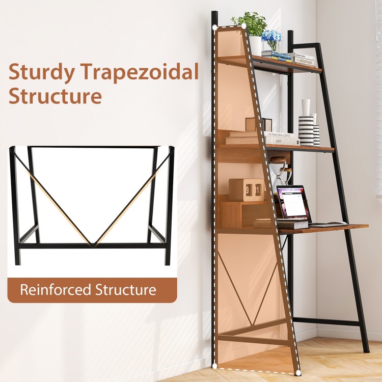 71” High Freestanding Laptop Desk with Open Shelves for Living Room ...