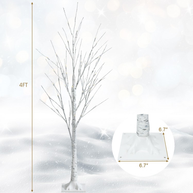 Pre-lit White Twig Birch Tree for Christmas Holiday with LED Lights ...