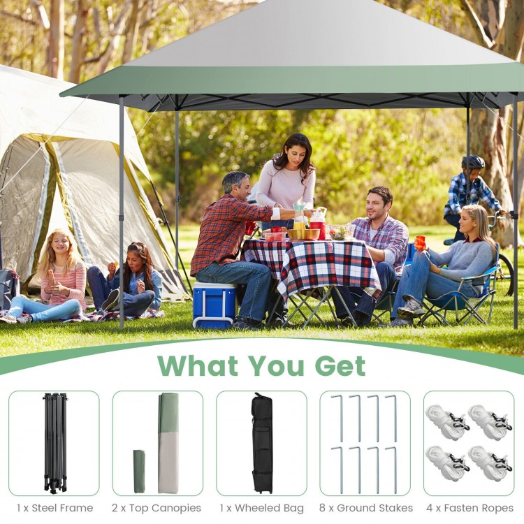 13 x 13 Feet Pop-Up Patio Canopy Tent with Shelter and Wheeled Bag ...
