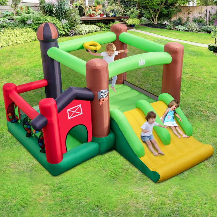 6-in-1 Inflatable Bounce House with Double Slides without 735W Blower ...