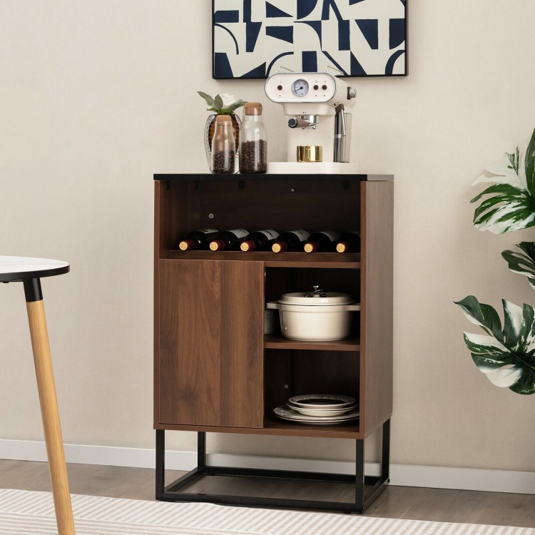 Wine Storage Cabinet Buffet Sideboard with Adjustable Shelf and Sliding ...