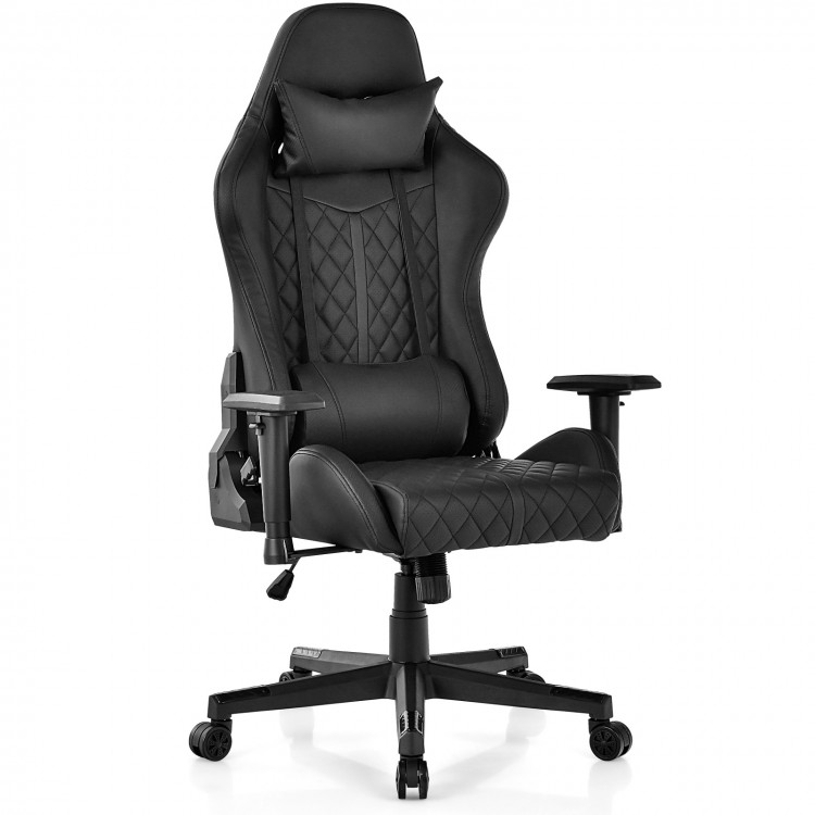 Adjustable 360° Swivel PU Gaming Chair with RGB LED Lights and Nylon ...