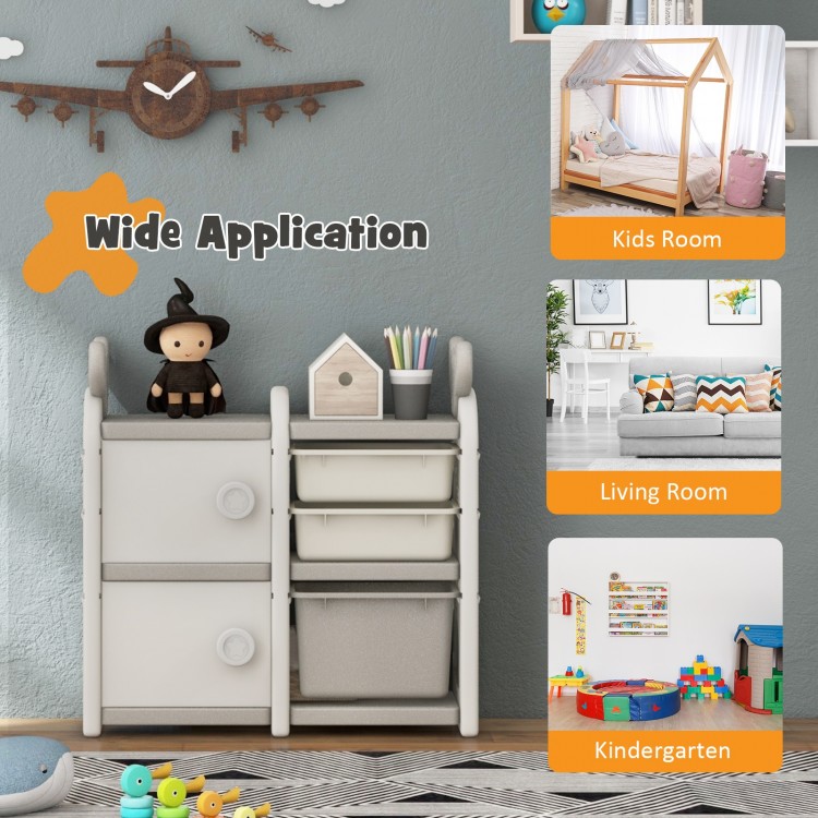 31 Inch Toy Chest and Bookshelf for Toddlers with Enclosed Cabinets and ...