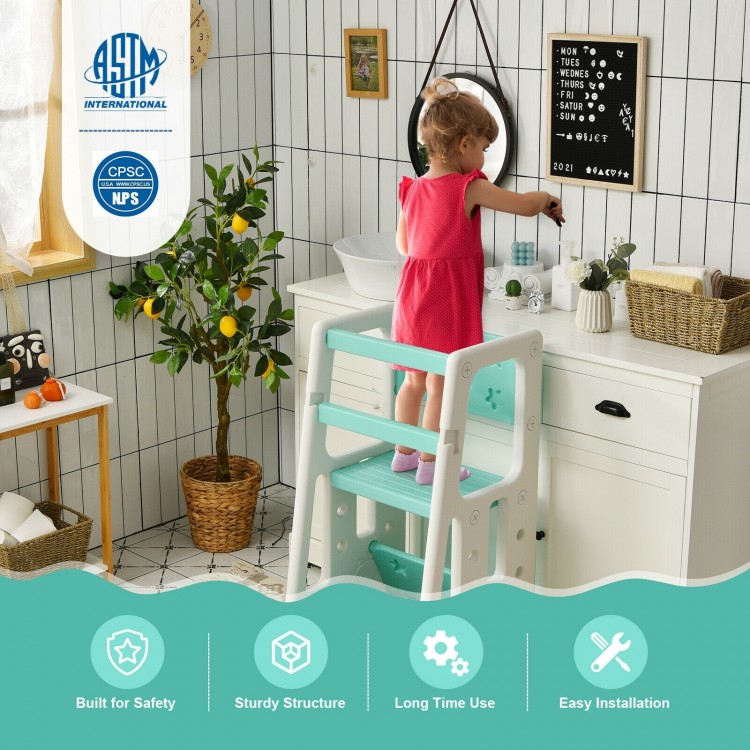 Kids Kitchen Step Stool with Double Safety Rails - Costway
