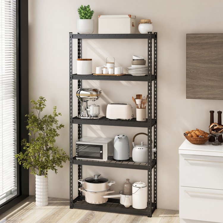 5-Tier Metal Shelving Unit with Anti-slip Foot Pad Height Adjustable ...