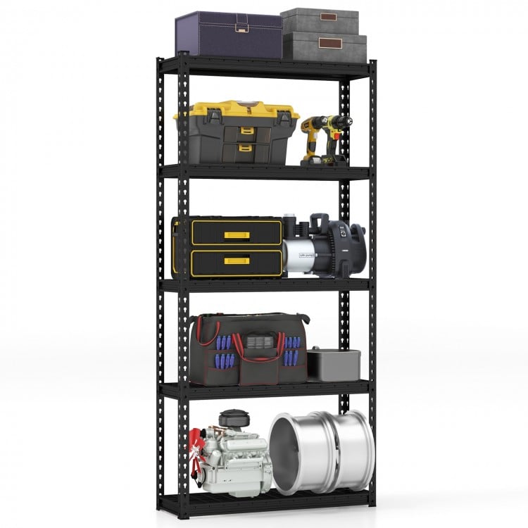 5-Tier Metal Shelving Unit with Anti-slip Foot Pad Height Adjustable ...