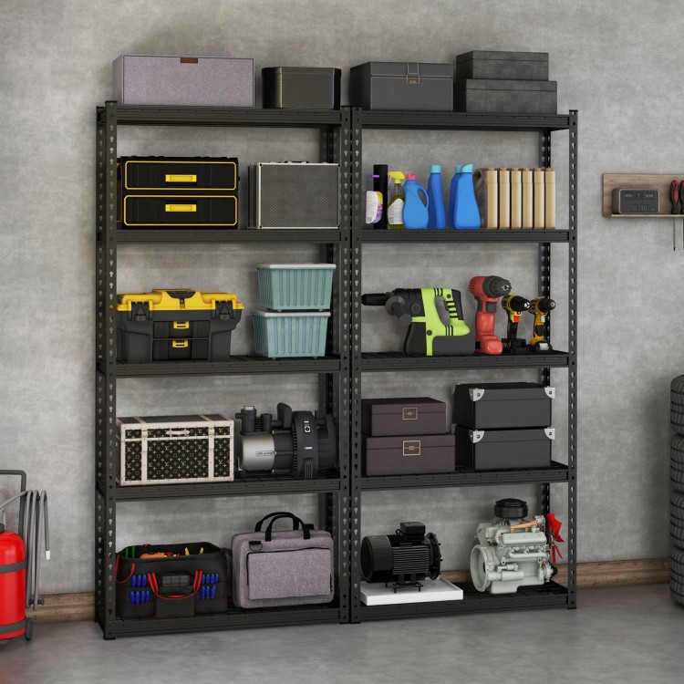5-Tier Metal Shelving Unit with Anti-slip Foot Pad Height Adjustable ...