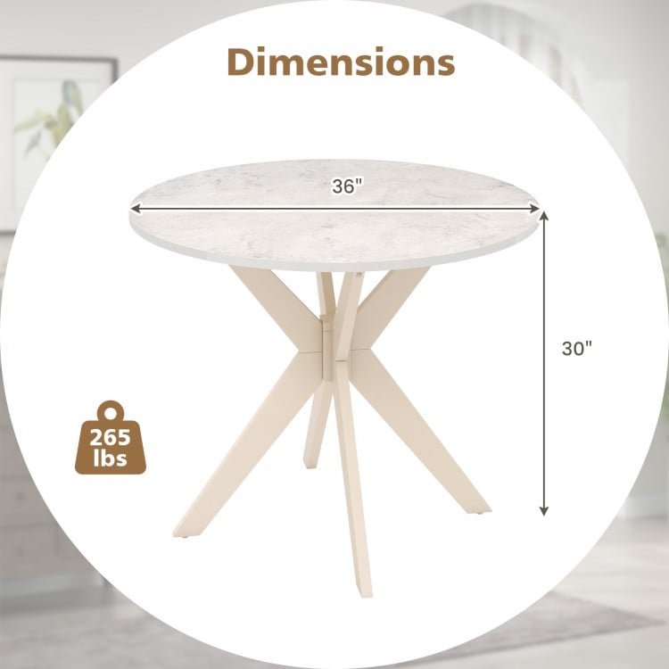 36-Inch Mid Century Modern Kitchen Table with Faux Marble Tabletop and ...