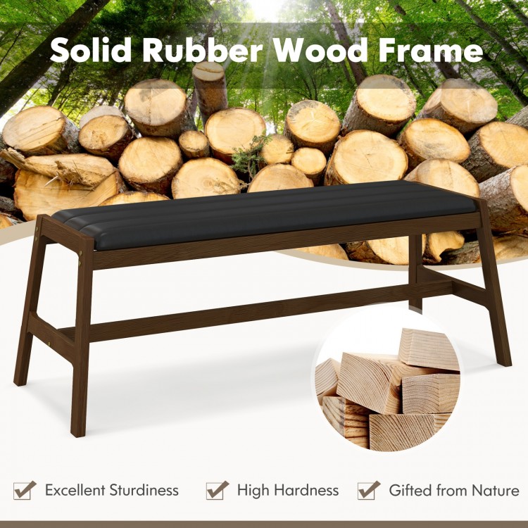 50 Inch Long Solid Wood Dining Bench Upholstered Table Bench with Faux ...