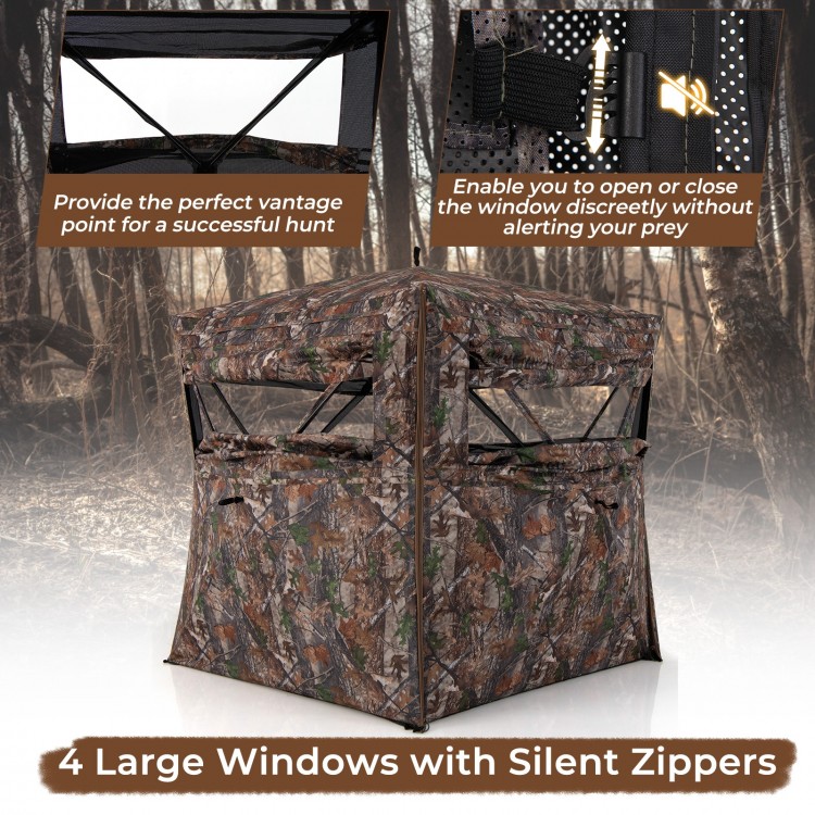 Hunting Blind 360 Degree One-Way See-Through Ground Blind for 2-3 ...