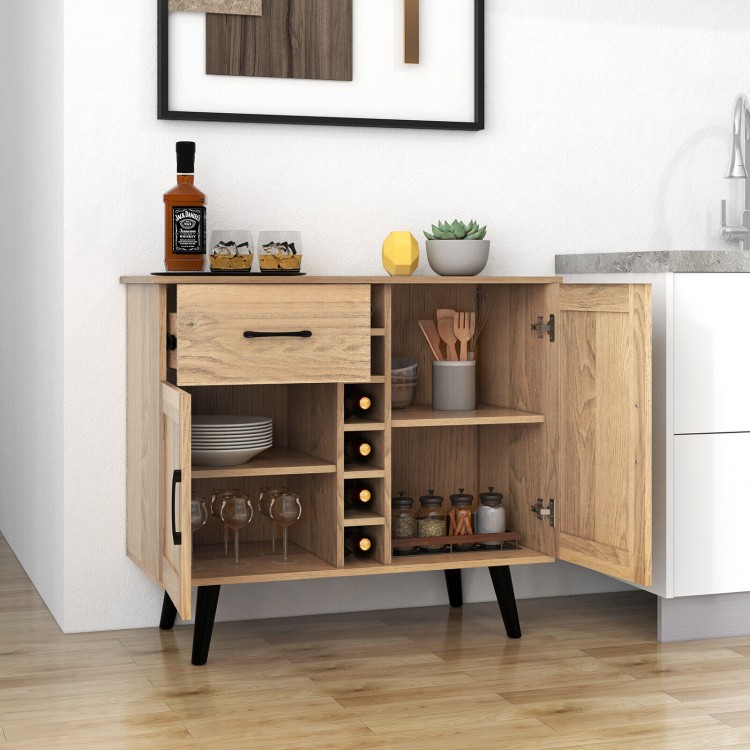 2-Door Buffet Sideboard with 6-Bottle Wine Rack Drawer - Costway