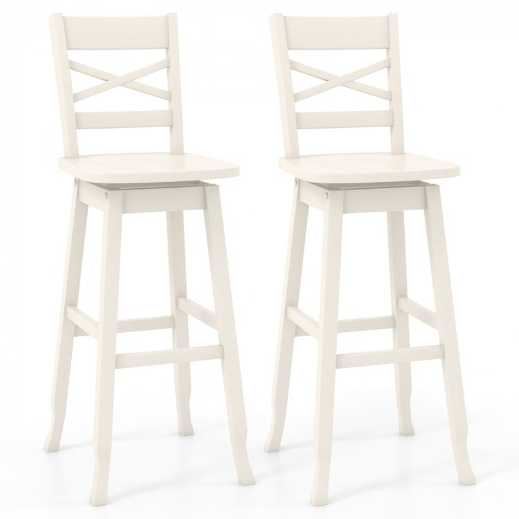 Swivel 30-Inch Bar Height Stool Set of 2 with Footrest - Costway