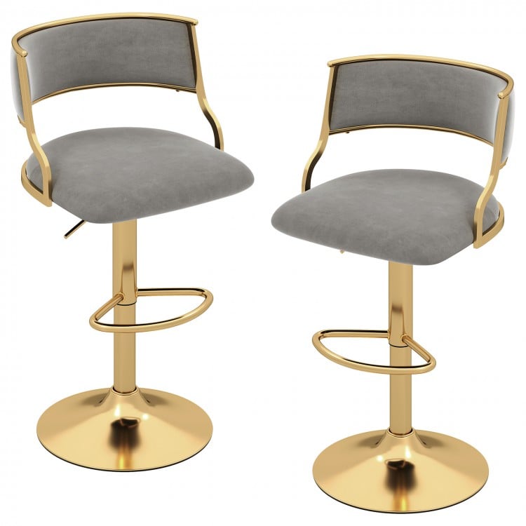 Swivel Bar Stool Set of 2 Dutch Velvet Height Adjustable Island Stools ...