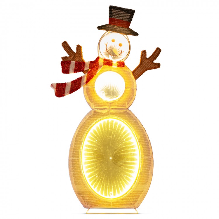 2.6 Feet Lighted Snowman with LED Lights and Metal Stand - Costway