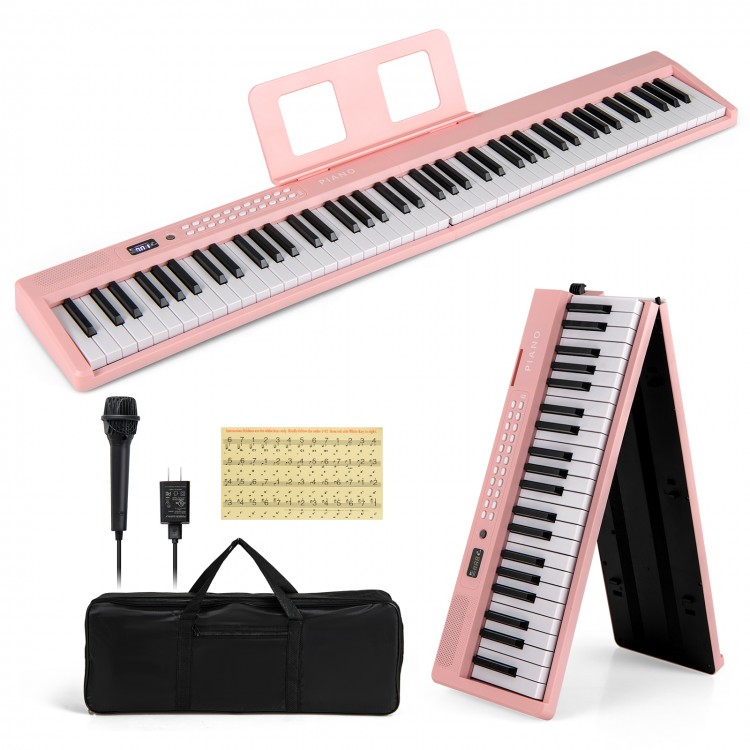 88 Key Foldable Electric Keyboard Piano with Wireless MIDI and Dual ...