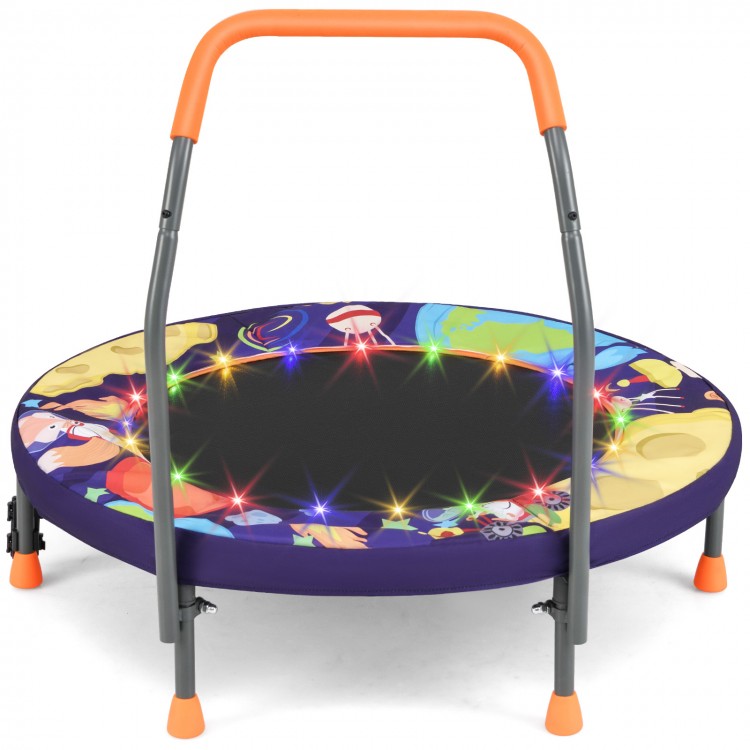 Mini Trampoline Folding Small Rebounder for Kids with Lights - Costway