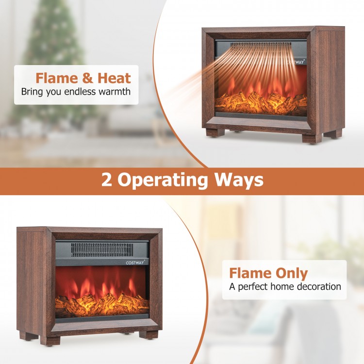 Mini Wooden Space Tabletop Fireplace with Realistic Flame Effect - Costway