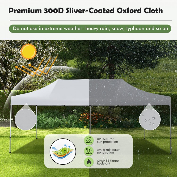 10 x 20 Feet Outdoor Pop-Up Patio Folding Canopy Tent - Costway