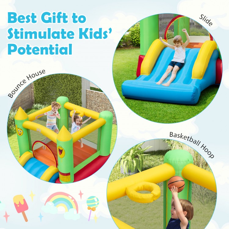 Inflatable Bounce House Kids Blow-up Bouncer with Slide (with Blower ...