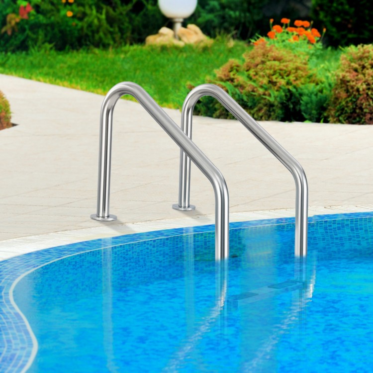 4-Step Inground Pool Ladder Stainless Steel Swimming Pool Ladder - Costway