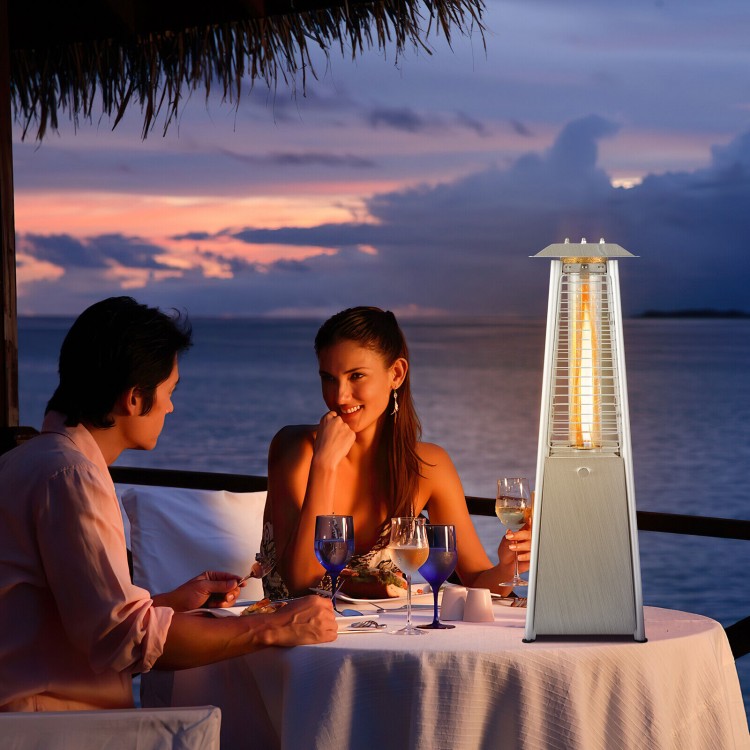 10000 BTU Portable Stainless Steel Tabletop Patio Heater with Glass ...