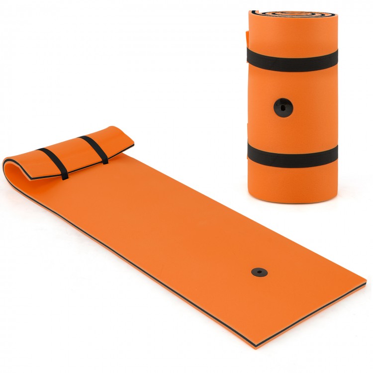 3-layer Tear-resistant Relaxing Foam Floating Pad-Orange - Costway