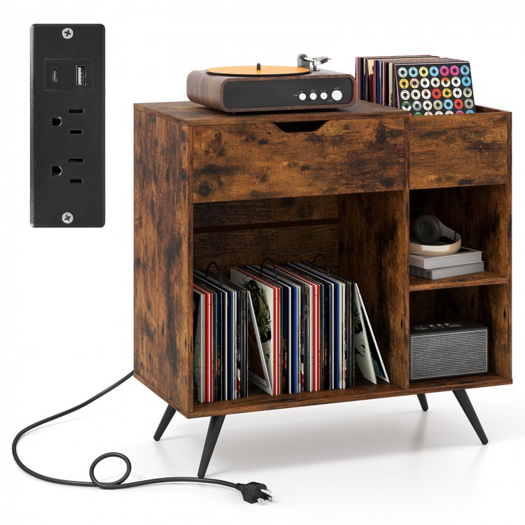 Record Player Stand with Power Outlet - Costway