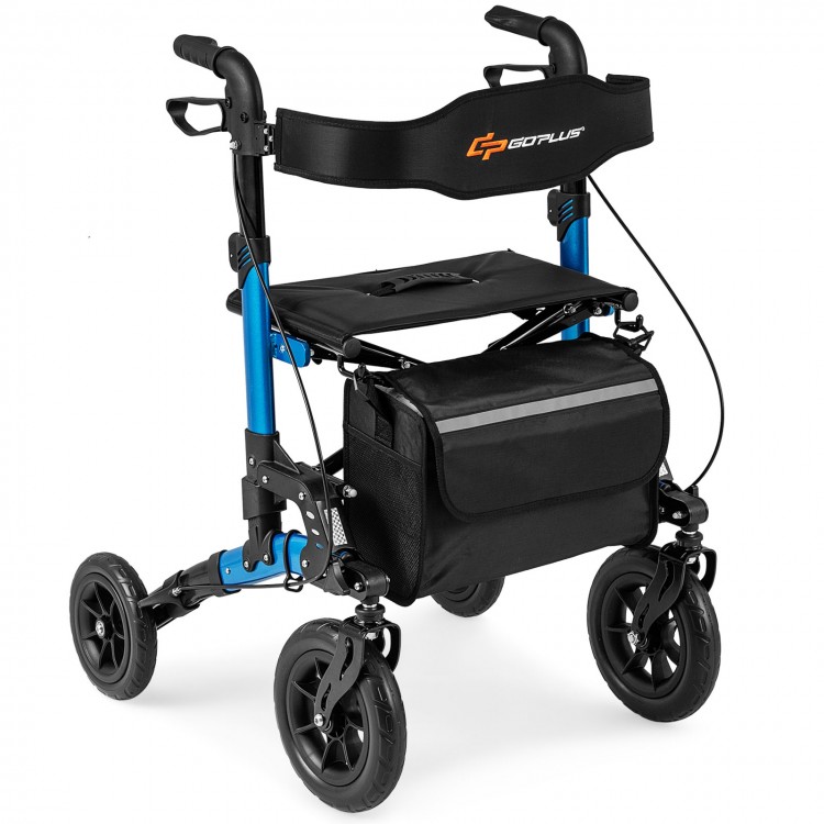 Rollator Walker for Seniors Folding Rolling Walker with Seat - Costway
