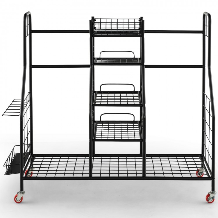 Double Golf Bag Rack with Removable Golf Club Stand and Wheels - Costway