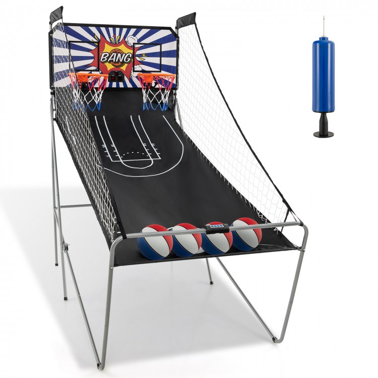 Dual Shot Basketball Arcade Game with 8 Game Modes and 4 Balls - Costway