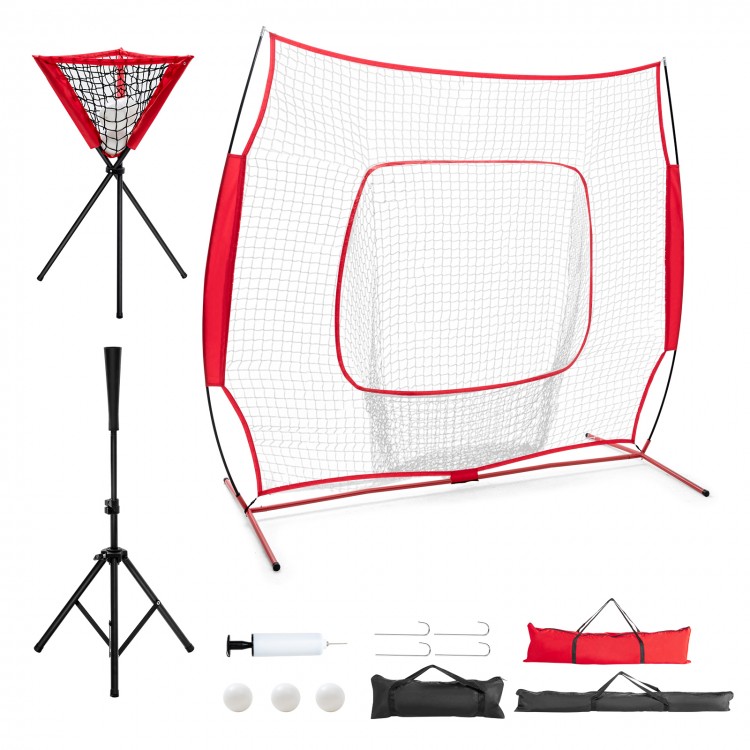 Portable Practice Net Kit with 3 Carrying Bags - Costway