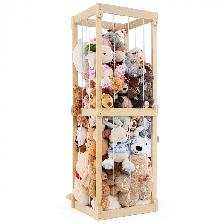 300L Large Stuffed Animal Storage with Open Top and Elastic Cords - Costway
