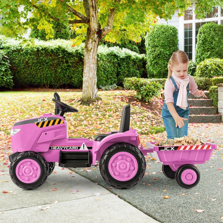 12V Kids Ride On Tractor with Trailer and Remote Control - Costway