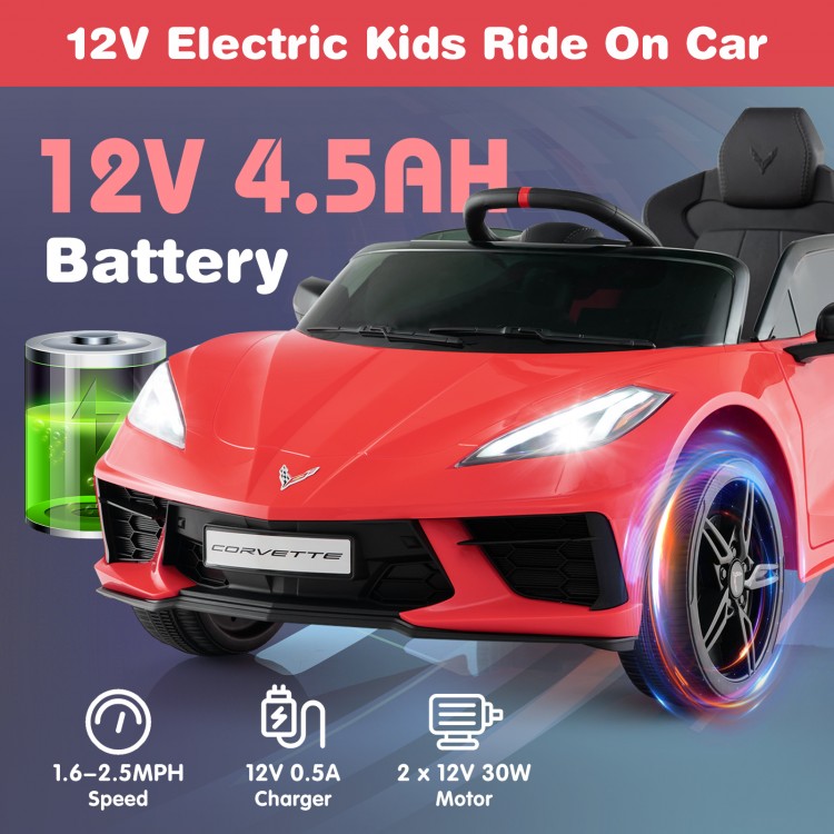 12V Electric Kids Ride On Car Licensed Chevrolet Corvette C8 with ...