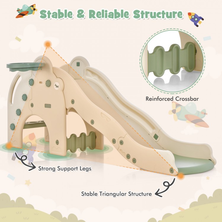 4-in-1 Toddler Slide Kids Play Slide with Cute Elephant Shape - Costway