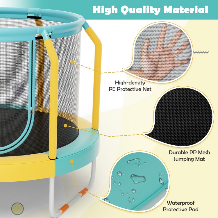 Mini Trampoline with Enclosure and Heavy-duty Metal Frame - Costway