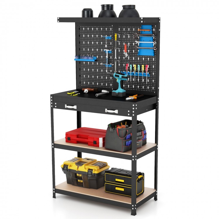 Tool Storage Workbench with Pegboard with 14 Hanging Accessories for ...