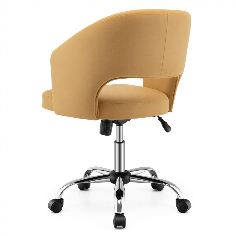 Upholstered Swivel Office Chair with Hollow Out Back - Costway