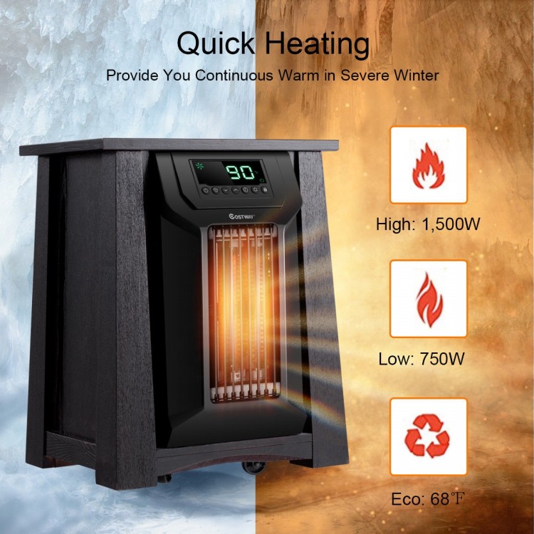 1500W 12H Timer Caster Portable Electric Space Heater - Costway
